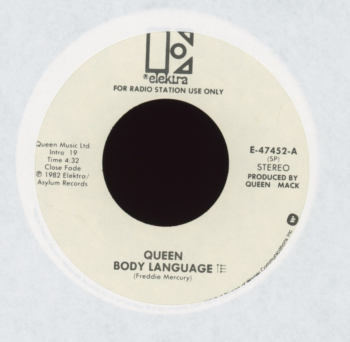 Queen - Body Language on Elektra Promo Rock 45 – Plaid Room Records