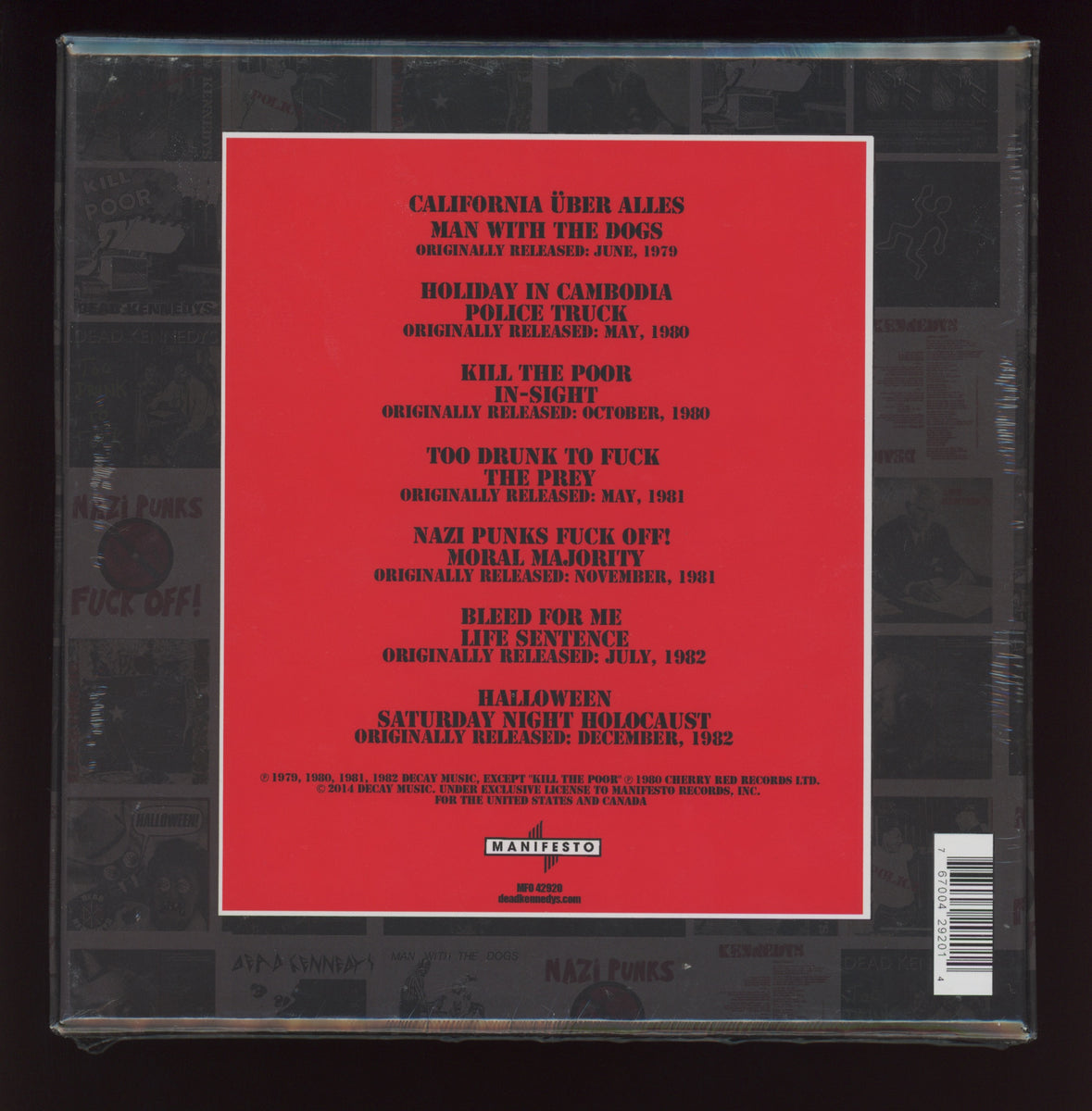 Dead Kennedys - Original Singles Collection on Manifesto 7" Box Set Pu ...
