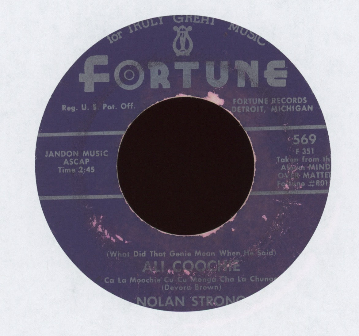 Nolan Strong - Ali Coochie on Fortune R&B 45
