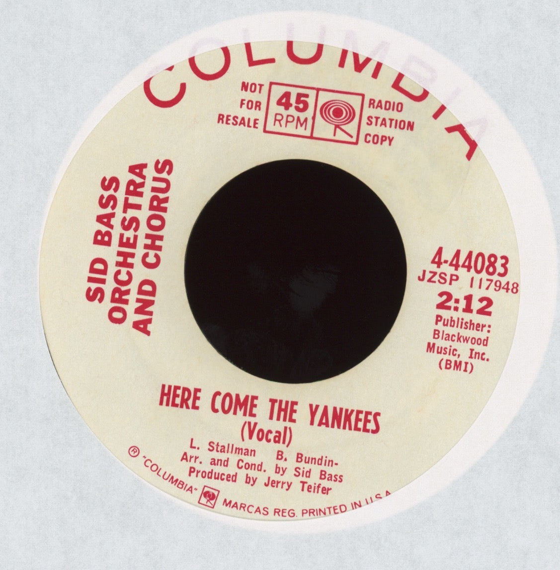 Sid Bass And His Orchestra - Here Come The Yankees on Columbia Promo S