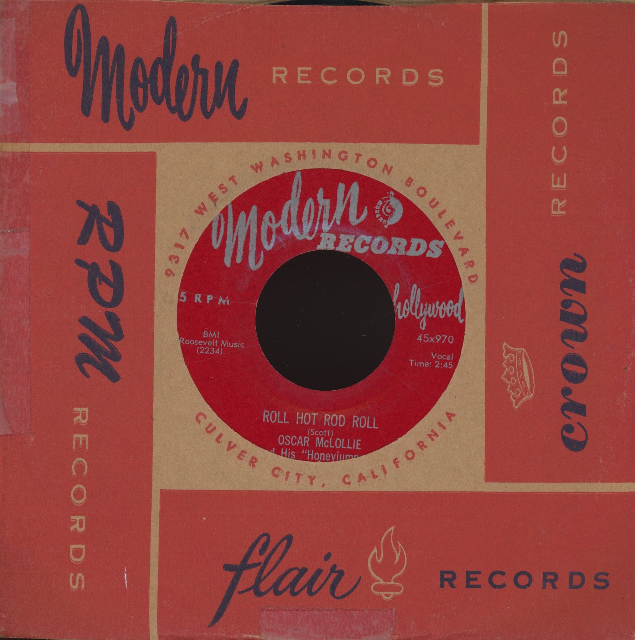 Oscar McLollie & His Honey Jumpers - Roll Hot Rod Roll R&B Rocker 45