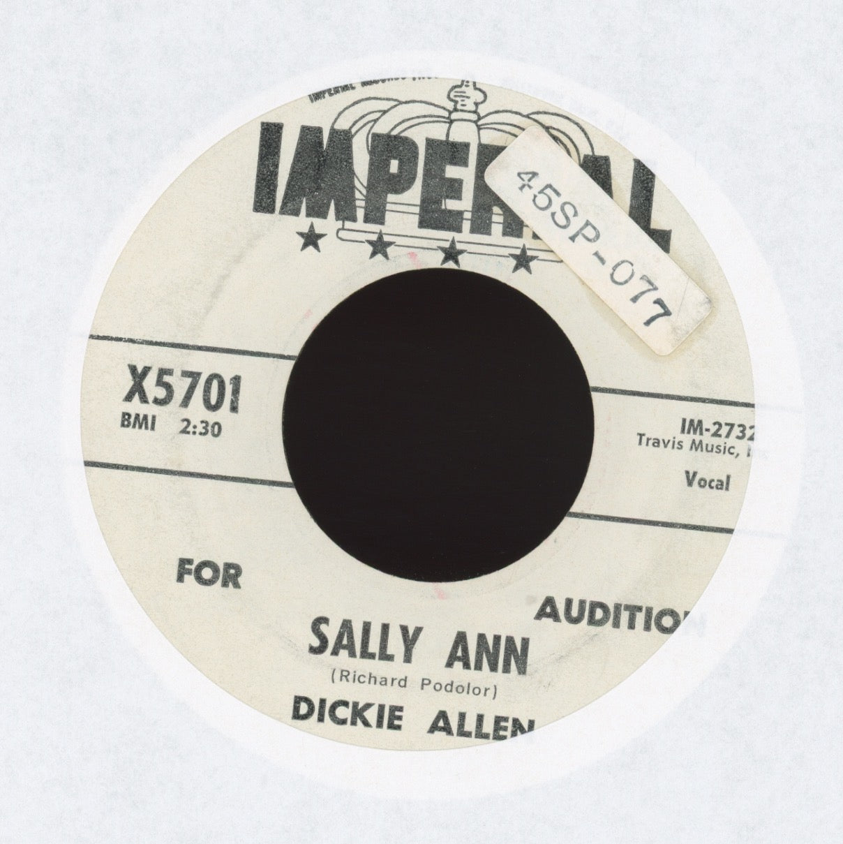 Dickie Allen - Sally Ann on Imperial Promo Teen Rock 45