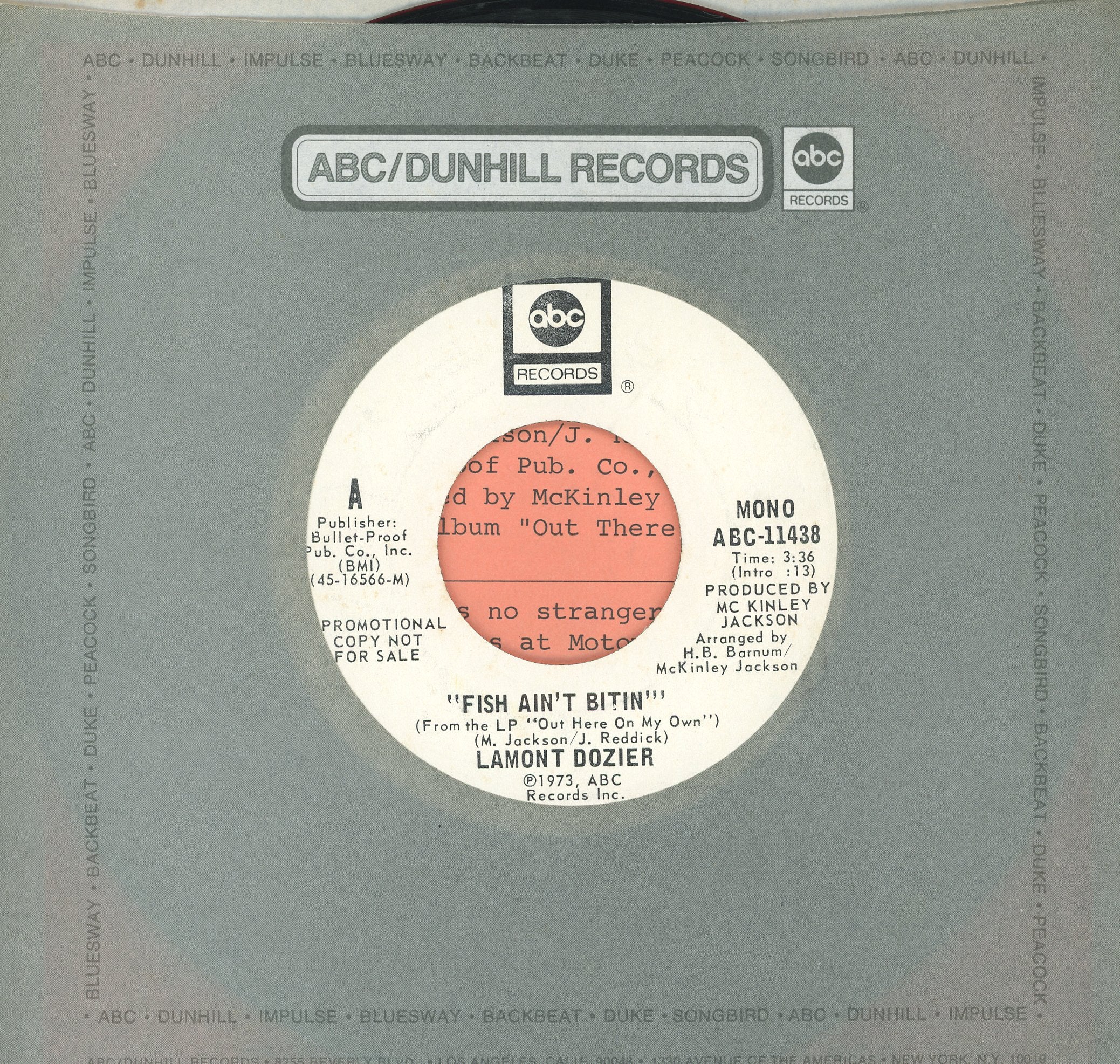 Lamont Dozier - Fish Ain't Bitin' on ABC Records Promo Soul 45