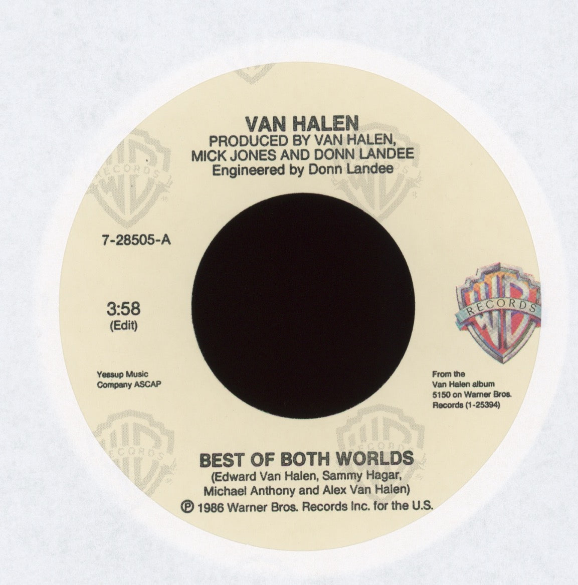 Van Halen - Best Of Both Worlds on WB With Picture Sleeve – Plaid Room ...