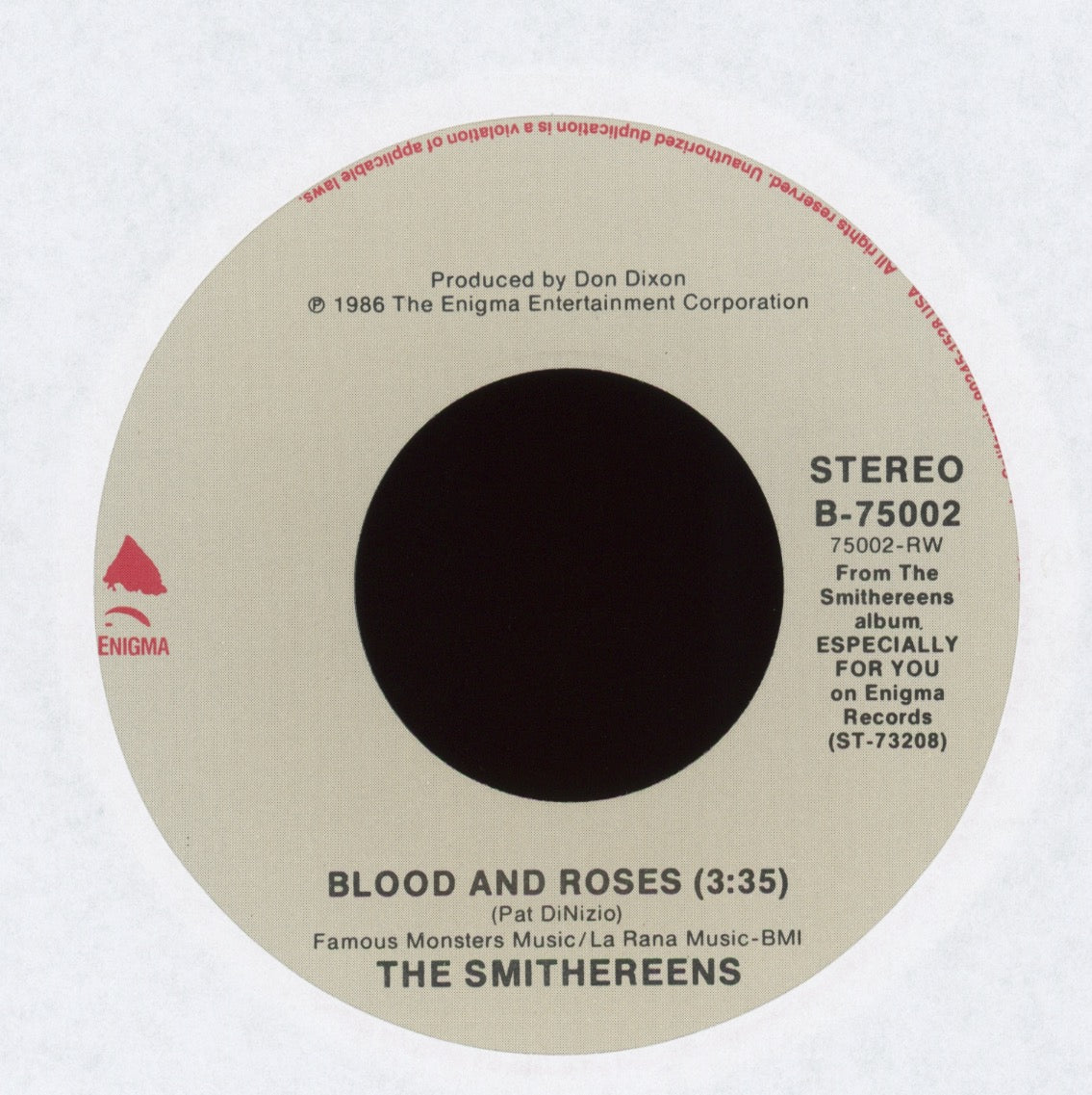 The Smithereens - Behind The Wall Of Sleep on Enigma With Picture Slee