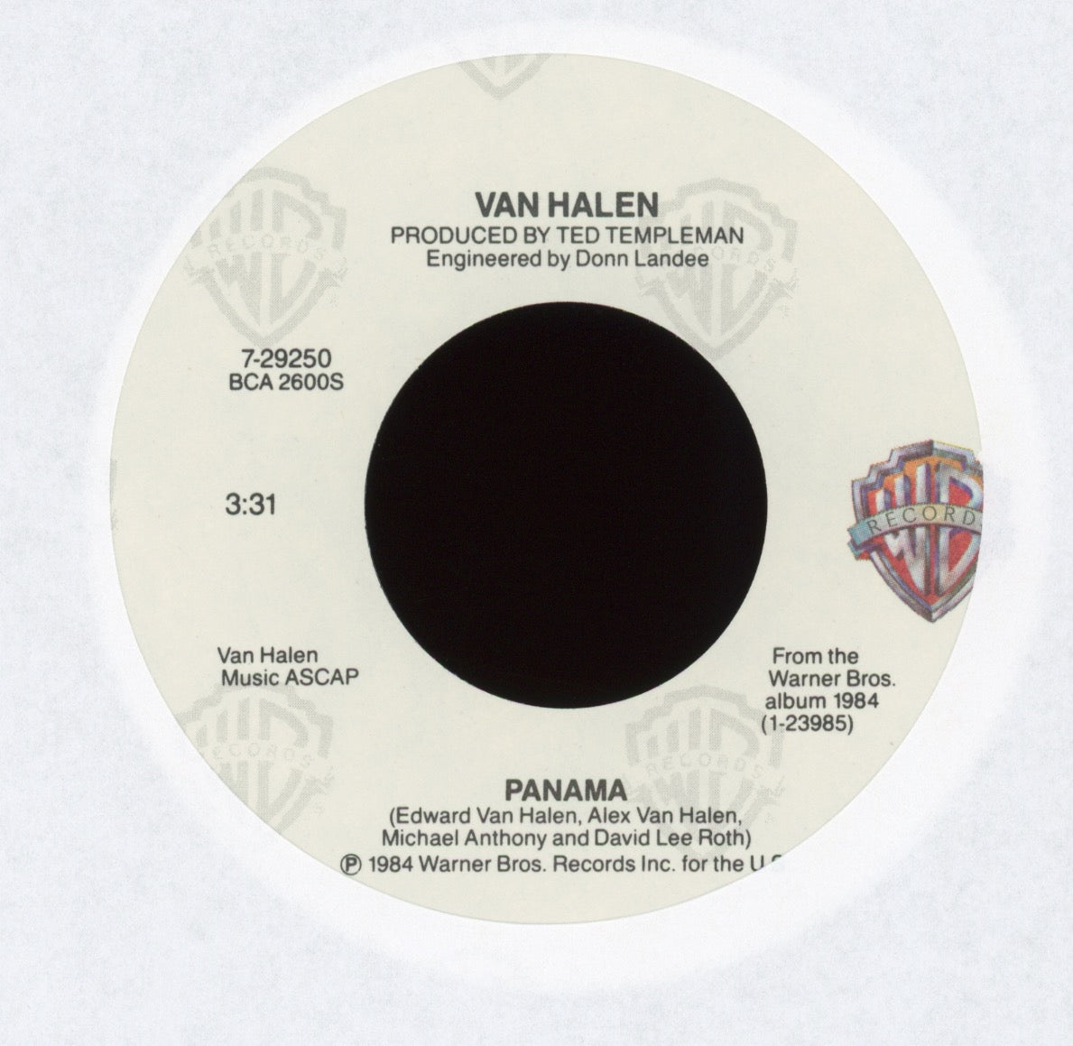 Van Halen - Panama on WB With Picture Sleeve – Plaid Room Records