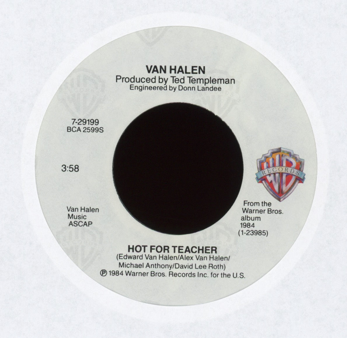 Van Halen - Hot For Teacher on WB With Poster Sleeve