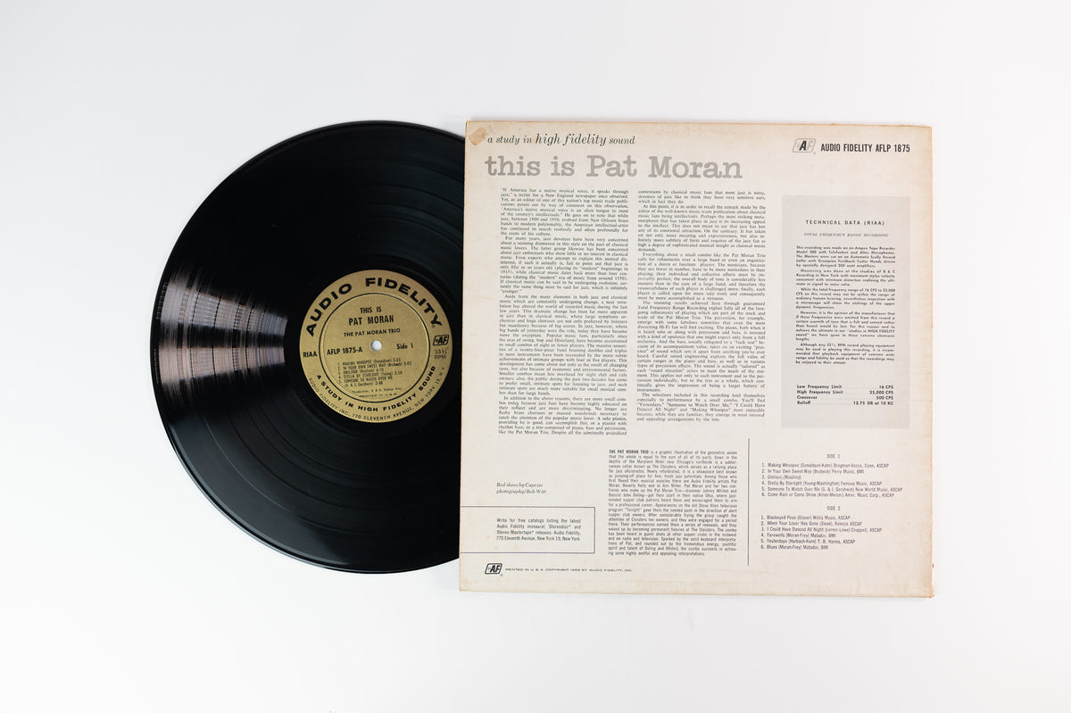Pat Moran Trio - This Is Pat Moran on Audio Fidelity Mono Deep Groove ...