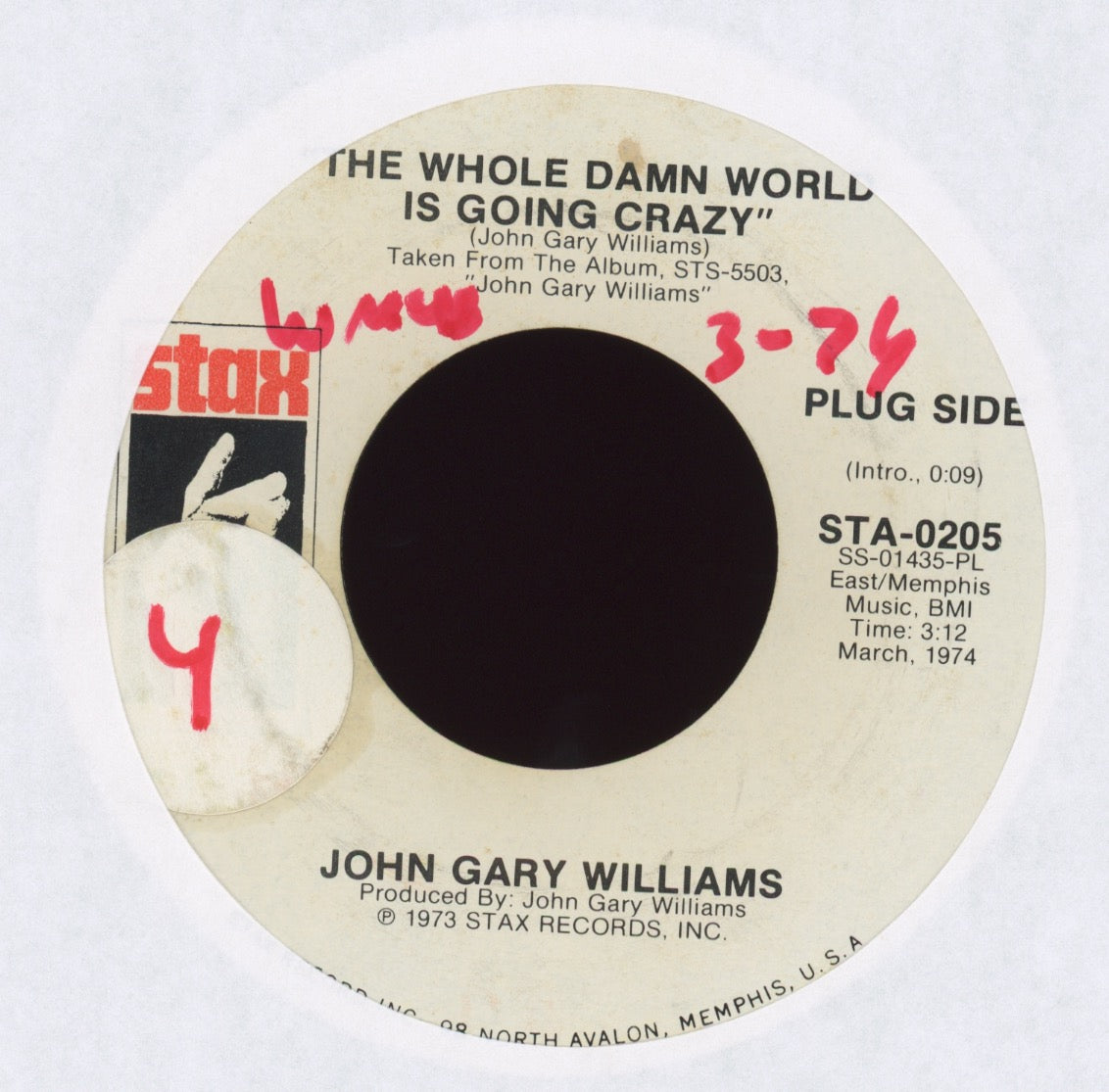 John Gary Williams - The Whole Damn World Is Going Crazy on Stax Promo